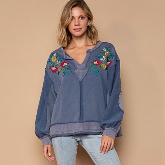 POL | Tops | 632 Pol Last Pullover Sweatshirt Women Oversized Blue ...
